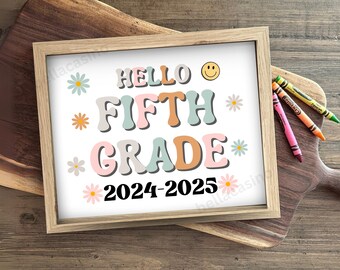 First Day of 5th Grade Sign, First Day of School Sign, Printable 5th ...