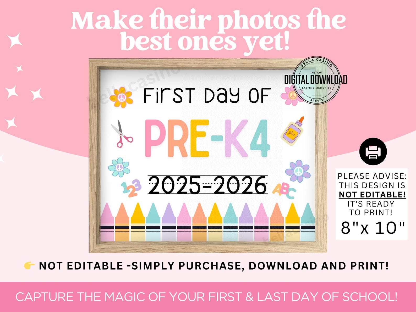 First Day of PREK4 Sign, Printable Digital Download - Etsy