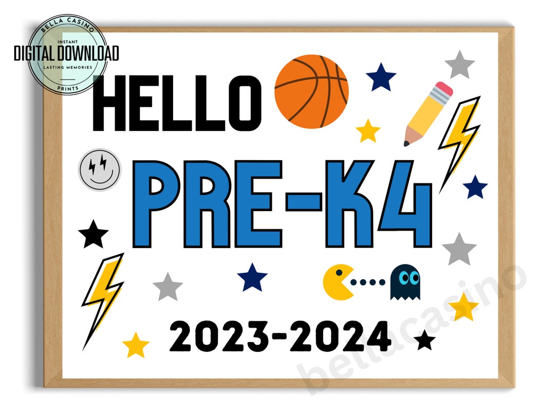First Day of Pre-k4 Printable Sign - Instant Digital Download - Back to ...