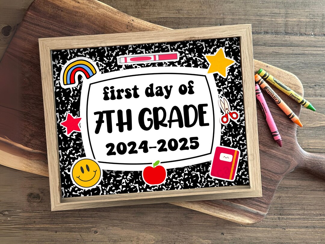First Day of 7th Grade Sign, First Day of School Sign, Printable 7th ...