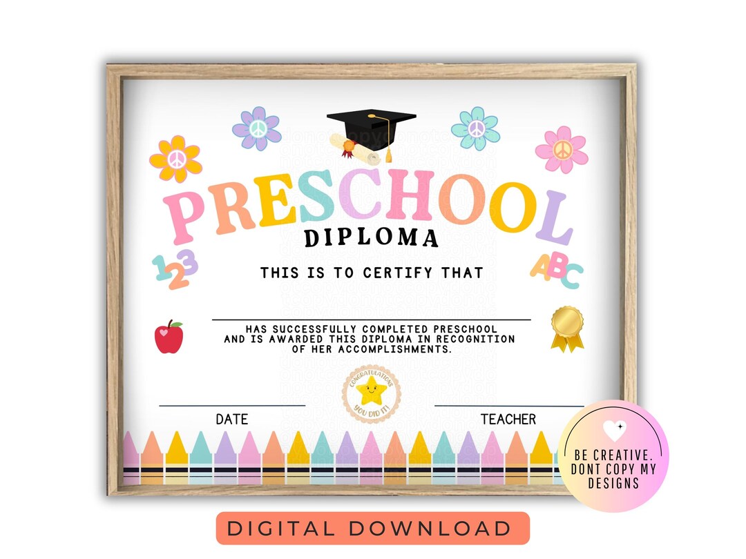 Printable Kindergarten Graduate Certificate, Kindergarten Diploma ...