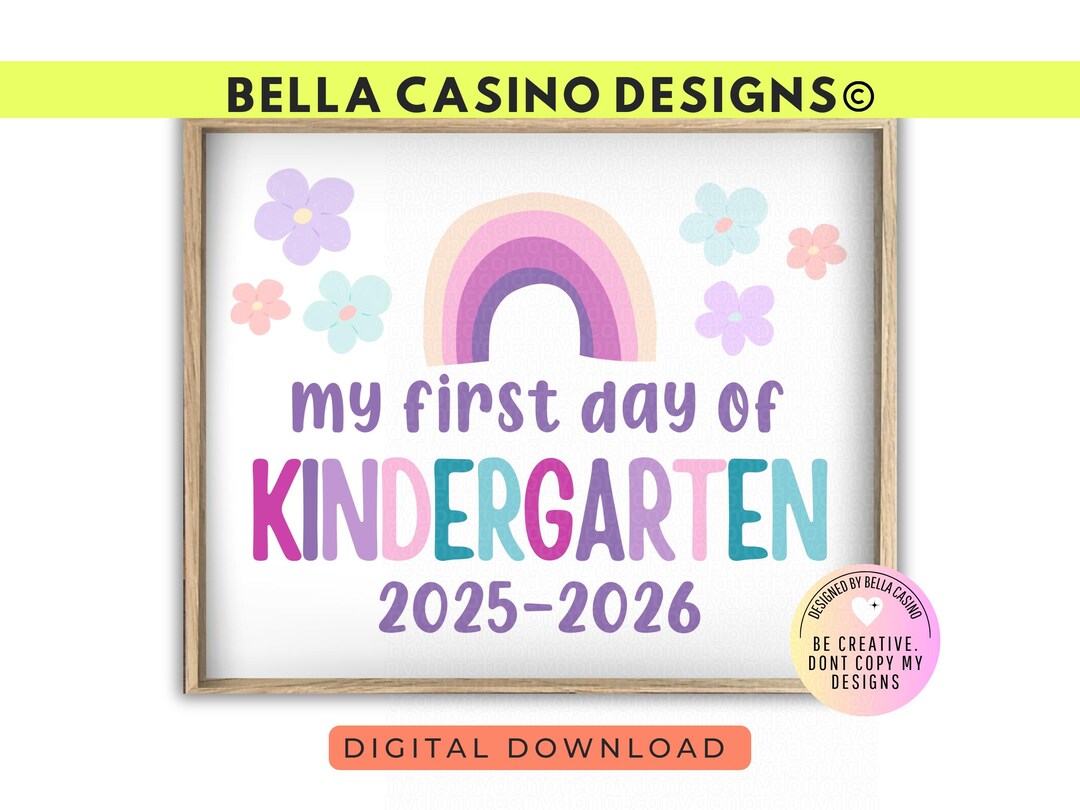 First Day of Kindergarten Printable Sign - Instant Download - Back to ...