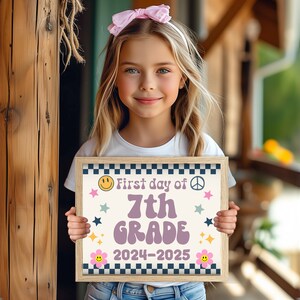First Day of 7th Grade Sign, First Day of School Sign, Printable 7th ...