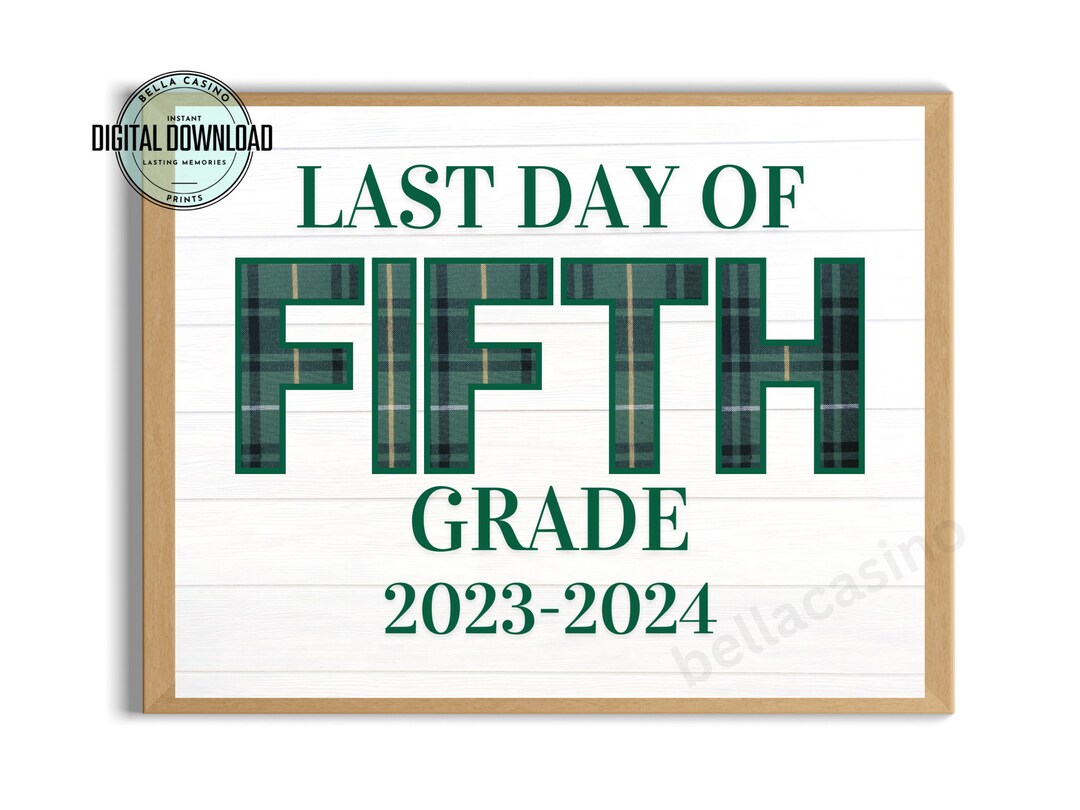 First Day of 5th Grade Sign, First Day of School Sign, Printable 5th ...