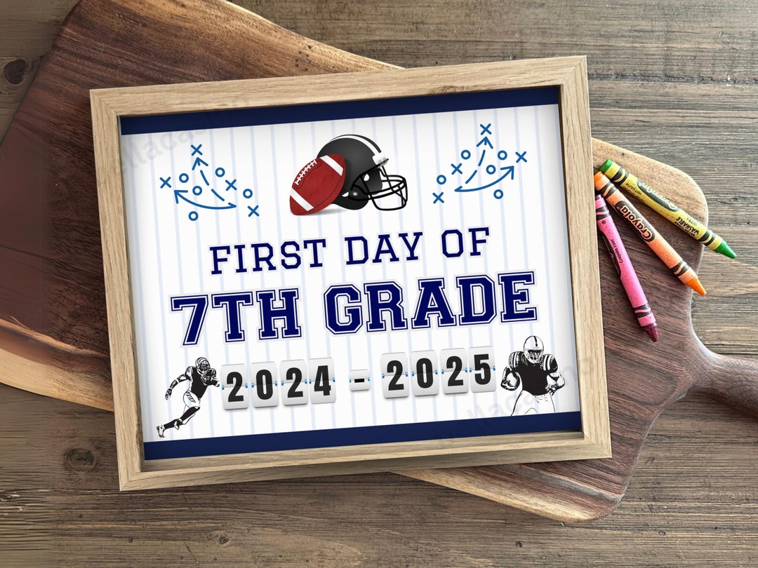 First Day of 7th Grade Sign, First Day of School Sign, Printable 7th ...