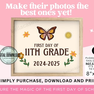 First Day of 11th Grade Printable Sign - Instant Digital Download ...