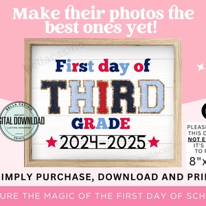 First Day of 3rd Grade Sign, First Day of School Sign, Printable 3rd ...