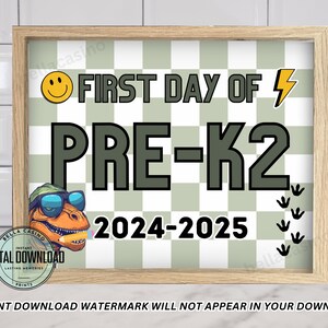 Erster Tag des Pre-K2 Zeichens, Schulanfang Schild, Printable PreK 2 ...