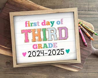 First Day of 3rd Grade Sign, First Day of School Sign, Printable 3rd ...