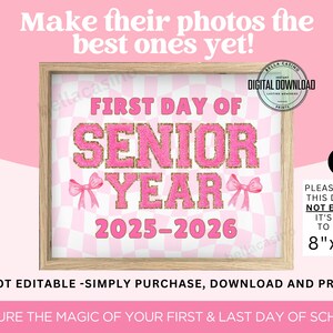 First Day of Senior Year Printable Sign - Instant Digital Download ...