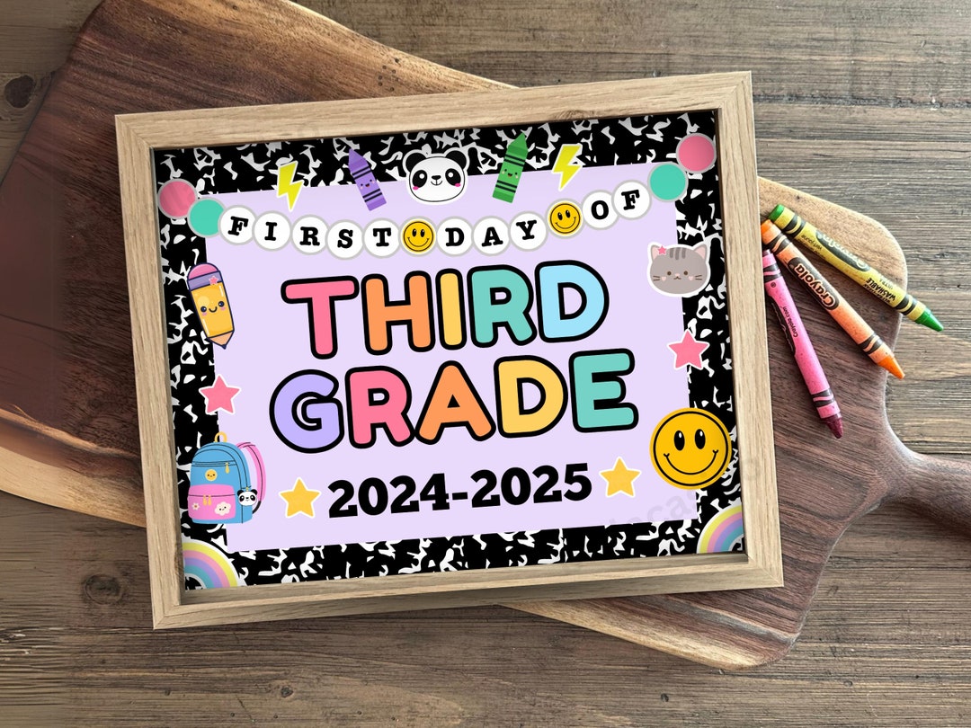 First Day of 3rd Grade Sign, First Day of School Sign, Printable 3rd ...
