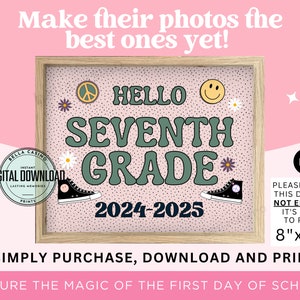 First Day of 7th Grade Sign, First Day of School Sign, Printable 7th ...