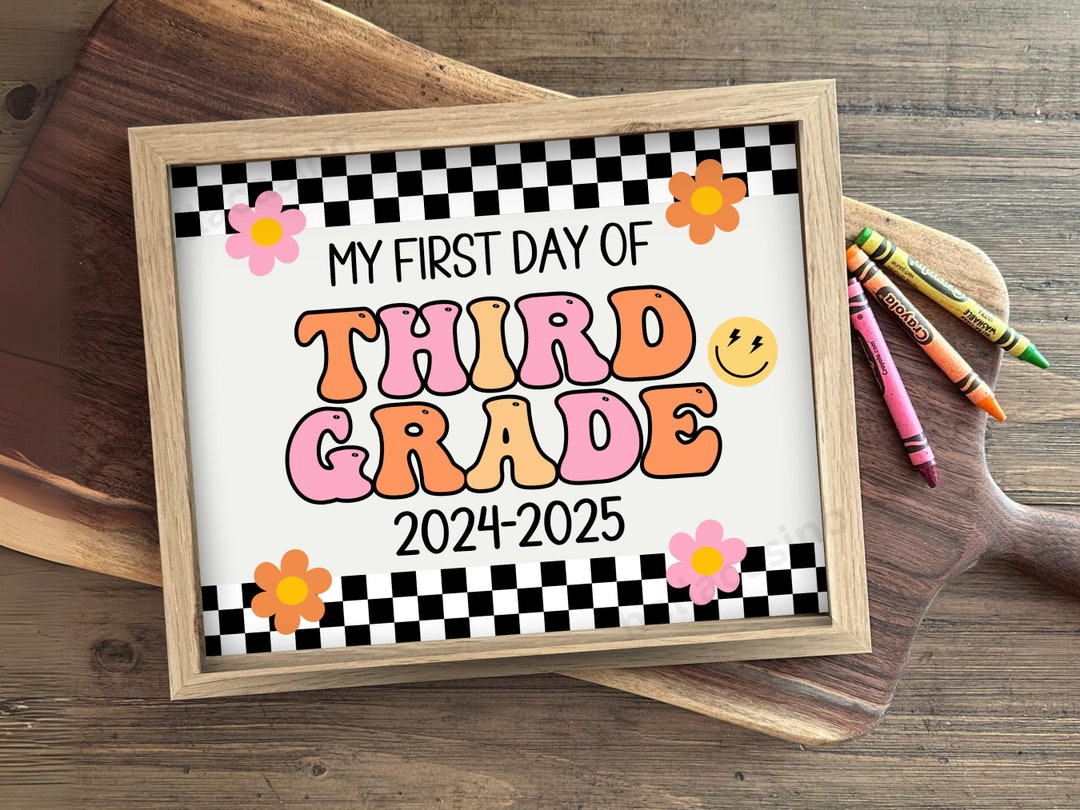 First Day of 3rd Grade Sign, First Day of School Sign, Printable 3rd ...