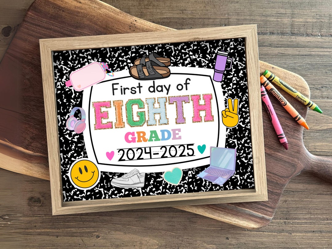 First Day of 8th Grade Printable Sign Instant Digital Download Back to ...