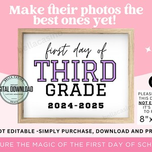 First Day of 3rd Grade Sign, First Day of School Sign, Printable 3rd ...