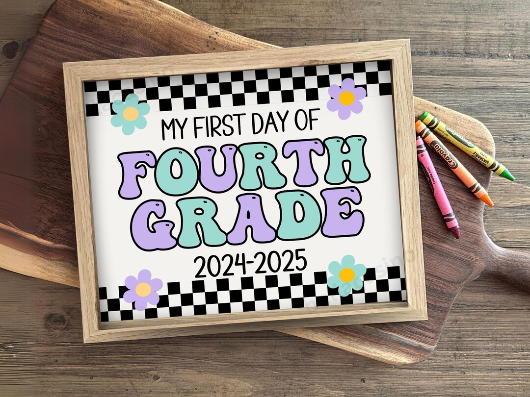 First Day of 4th Grade Sign, First Day of School Sign, Printable 4th ...