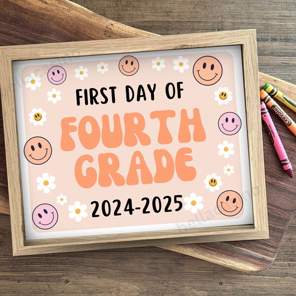 First Day in 4th Grade Sign - Etsy