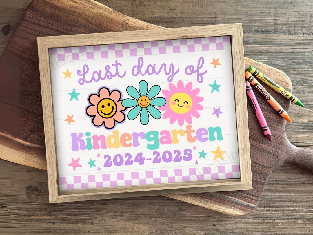 LAST Day of Kindergarten Sign, LAST Day of School Sign, Printable ...