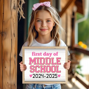 First Day of Middle School Sign, First Day of School Sign, Printable ...