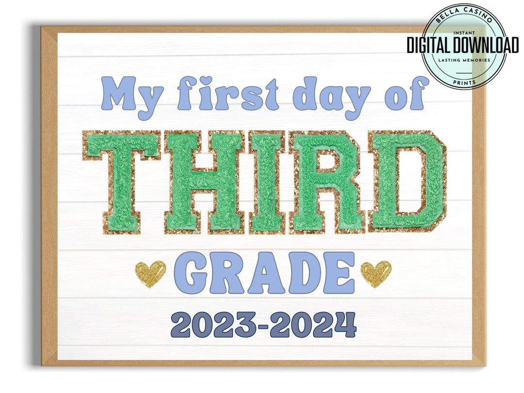 First Day of 3rd Grade Sign, First Day of School Sign, Printable 3rd ...