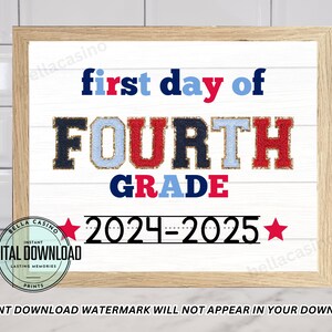 First Day of 4th Grade Sign, First Day of School Sign, Printable 4th ...