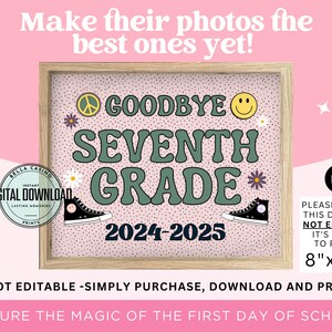 LAST Day of 7th Grade Sign, LAST Day of School Sign, Printable 7th ...