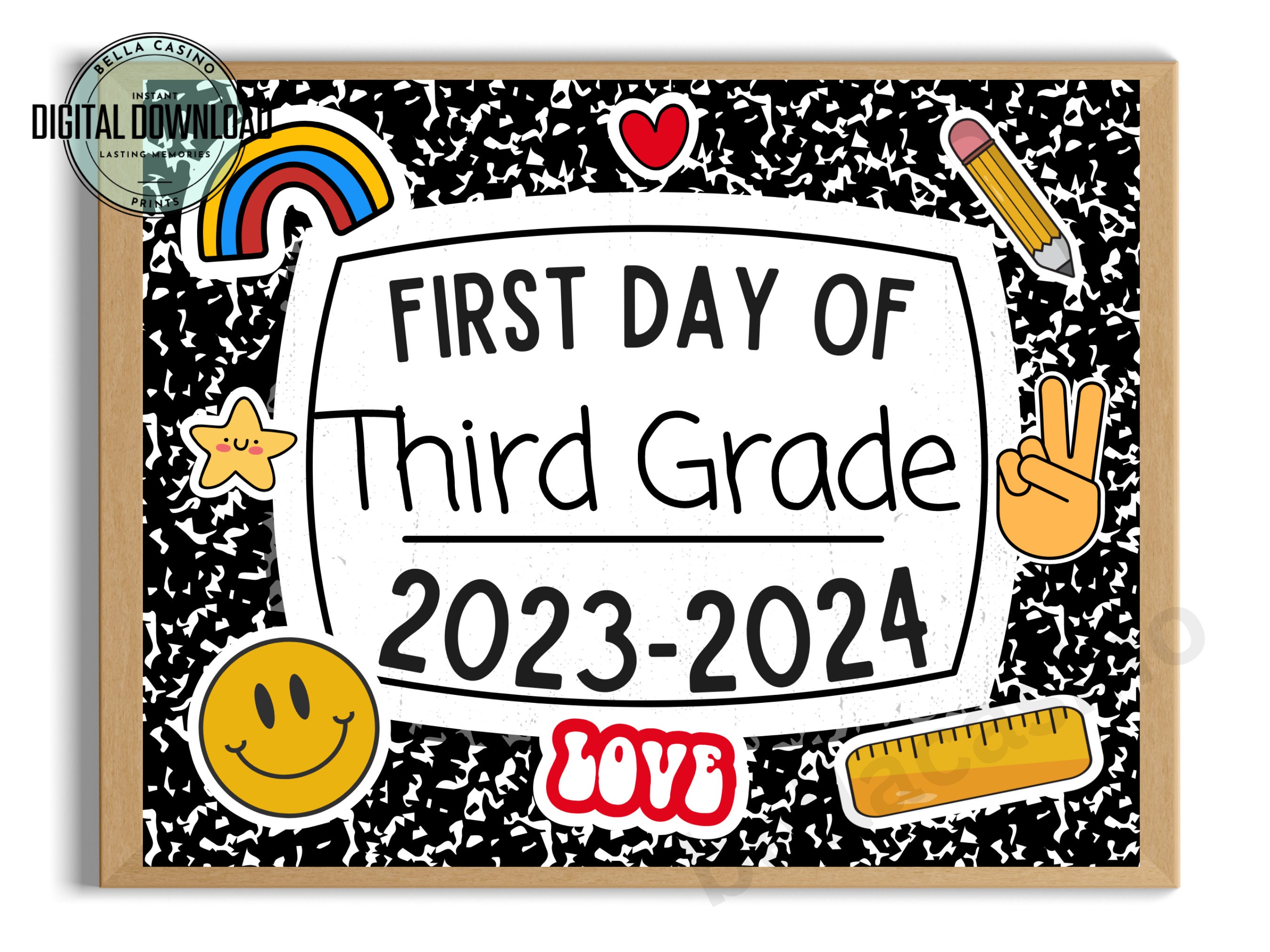 First Day of 3rd Grade Sign, First Day of School Sign, Printable 3rd ...