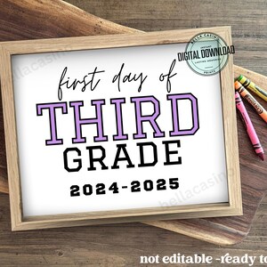 First Day of 3rd Grade Sign, First Day of School Sign, Printable 3rd ...