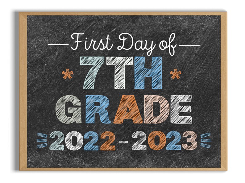 First Day of 7th Grade Sign First Day of School Sign - Etsy