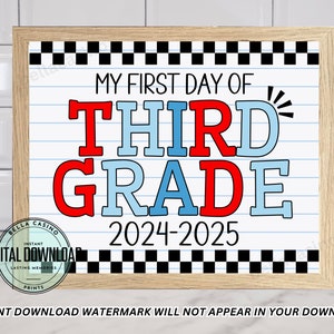 First Day of 3rd Grade Sign, First Day of School Sign, Printable 3rd ...