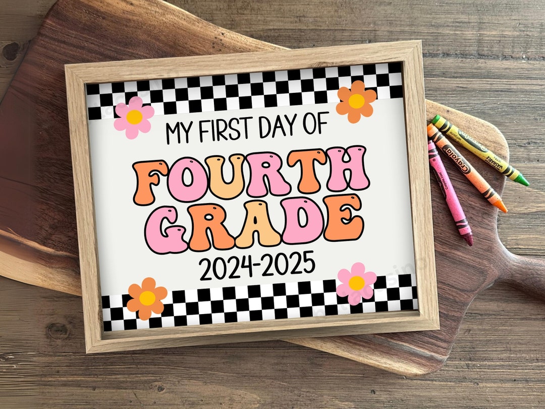 First Day of 4th Grade Sign, First Day of School Sign, Printable 4th ...