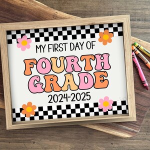 First Day of 4th Grade Sign, First Day of School Sign, Printable 4th ...