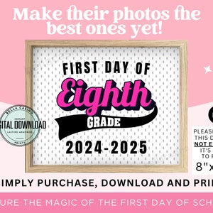 First Day of 8th Grade Printable Sign Instant Digital Download Back to ...
