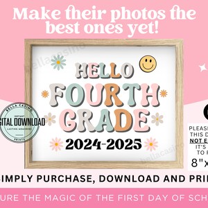 First Day of 4th Grade Sign, First Day of School Sign, Printable 4th ...