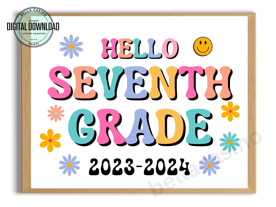 First Day of 7th Grade Sign First Day of School Sign - Etsy