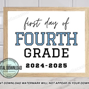 First Day of 4th Grade Sign, First Day of School Sign, Printable 4th ...