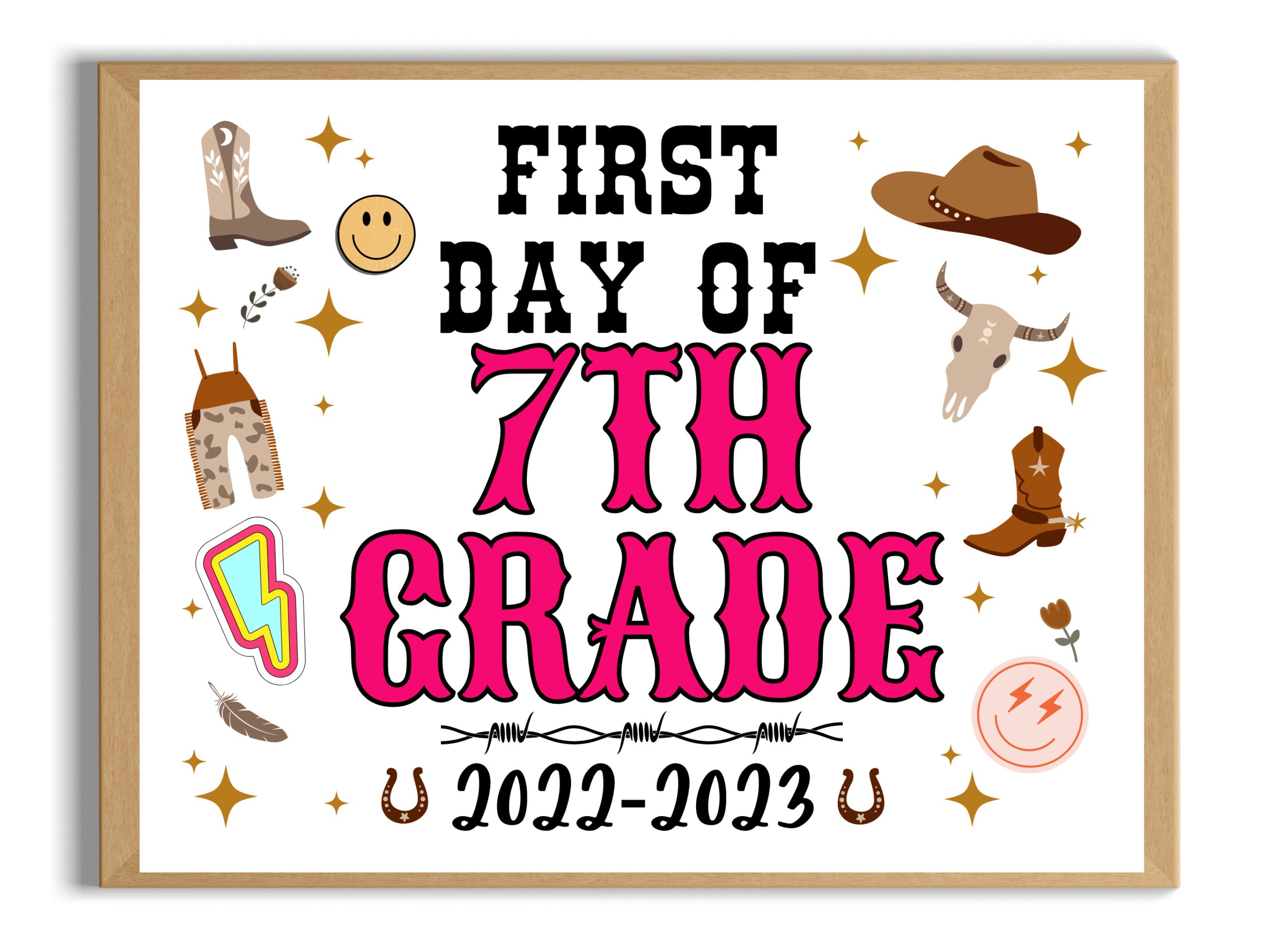 First Day of 7th Grade Sign First Day of School Sign - Etsy