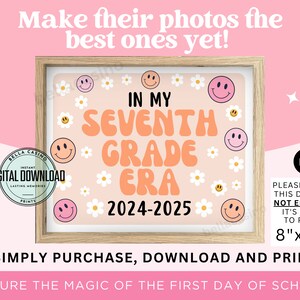 First Day of 7th Grade Sign, First Day of School Sign, Printable 7th ...