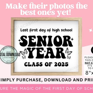 First Day of Senior Year Printable Sign Instant Digital Download Back ...