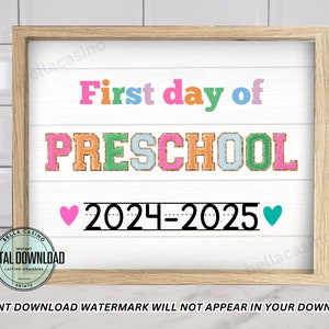 First Day of Preschool Sign, First Day of School Sign, Printable ...