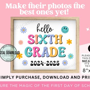 First Day of 6th Grade Sign, First Day of School Sign, Printable 6th ...