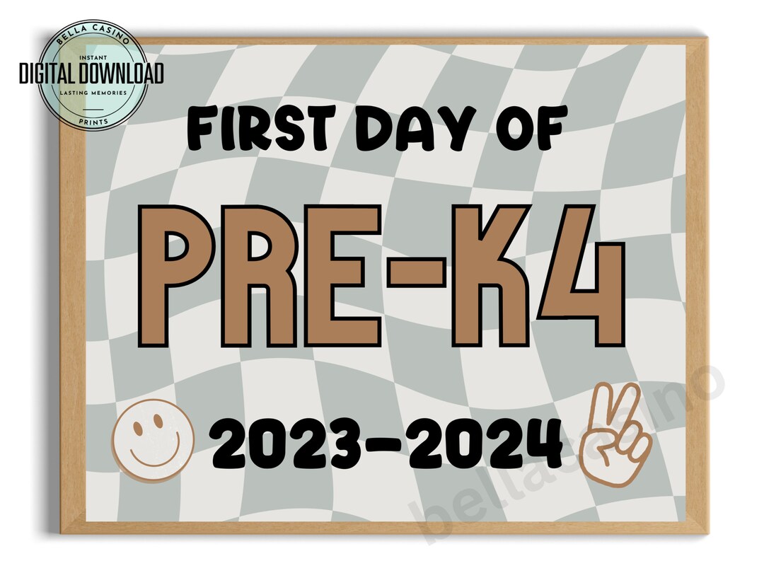 Buy First Day of Pre-k4 Printable Sign Instant Digital Download Back to ...
