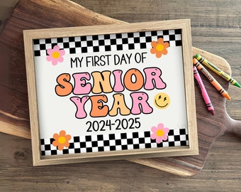 First Day of Senior Year Printable Sign Instant Digital Download Back ...