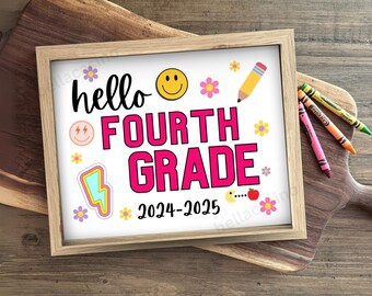 First Day of FOURTH Grade Sign, First Day of School Sign, FOURTH Grade ...