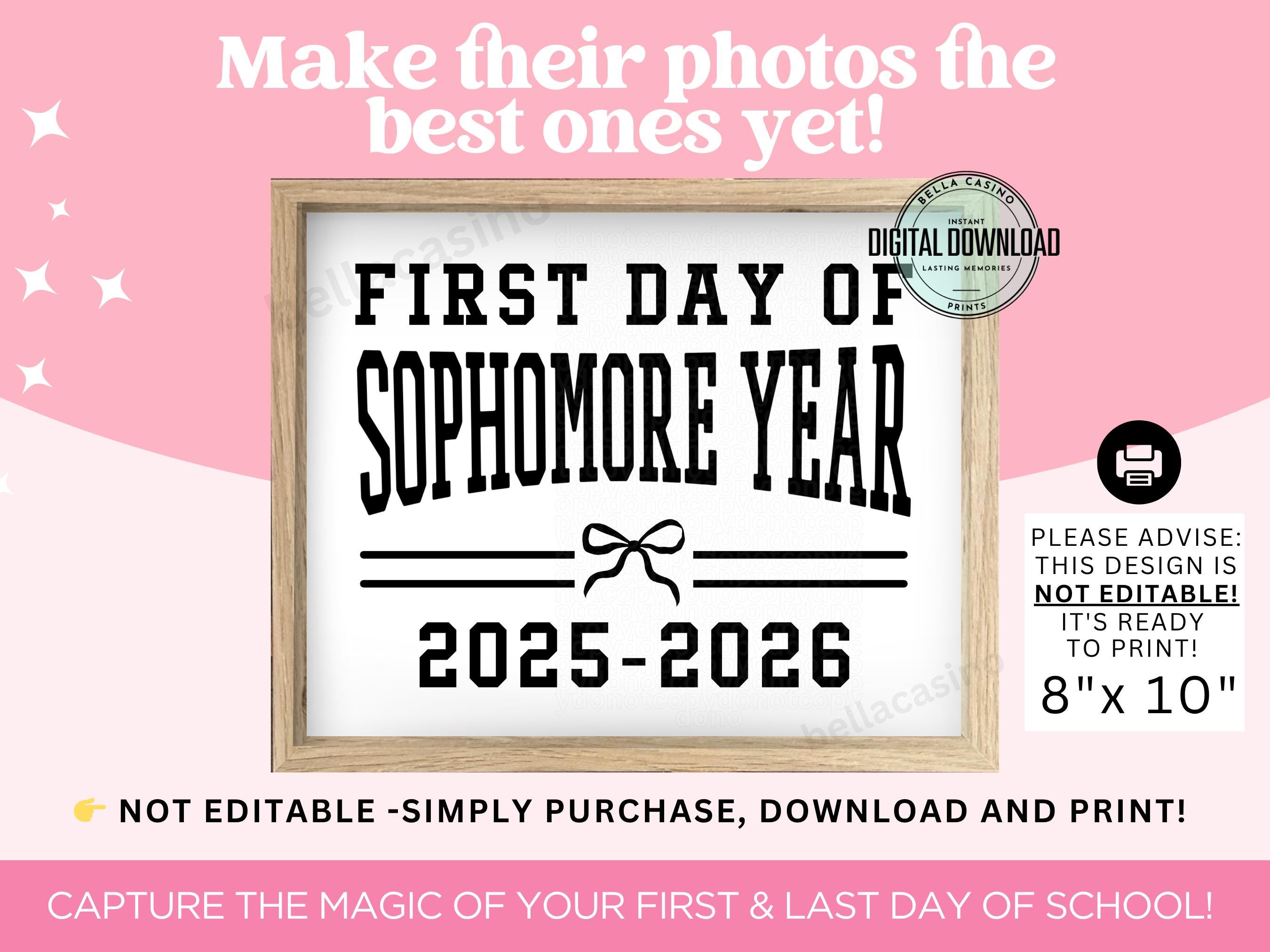 First Day of Sophomore Year Printable Sign - Instant Digital Download ...