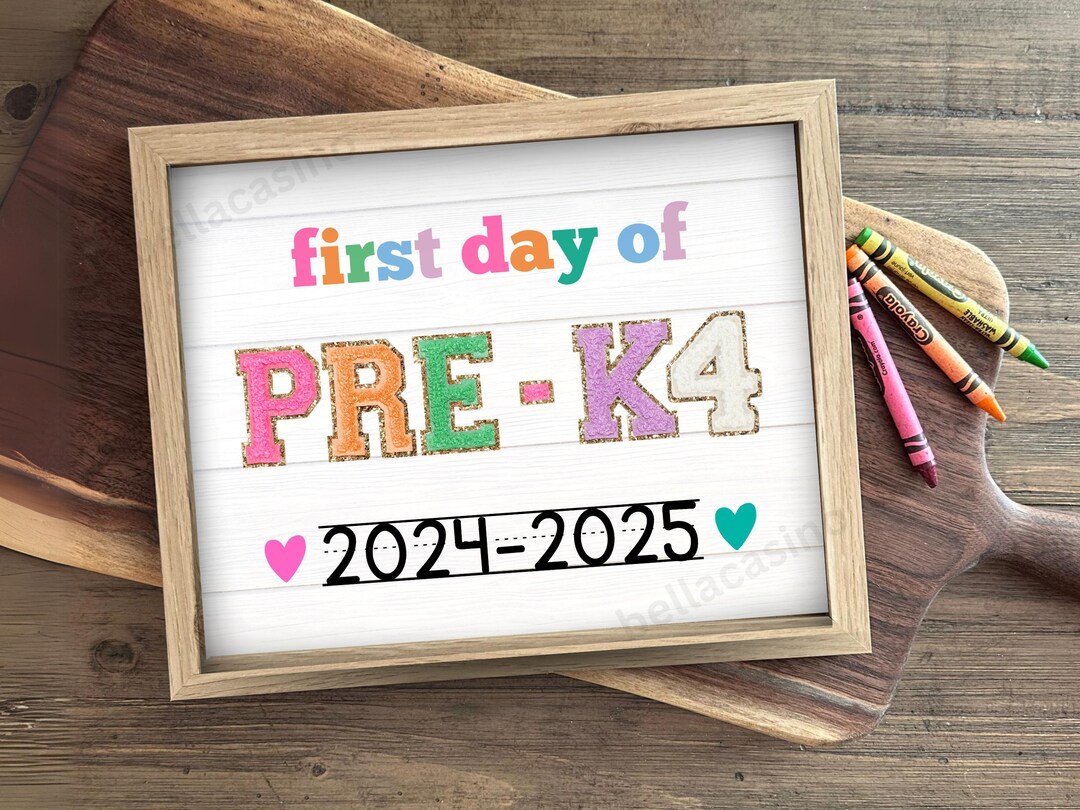 First Day of Pre-k4 Printable Sign Instant Digital Download Back to ...