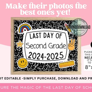 LAST DAY of 2nd Grade Sign, Last Day of School Sign, Printable 2nd ...