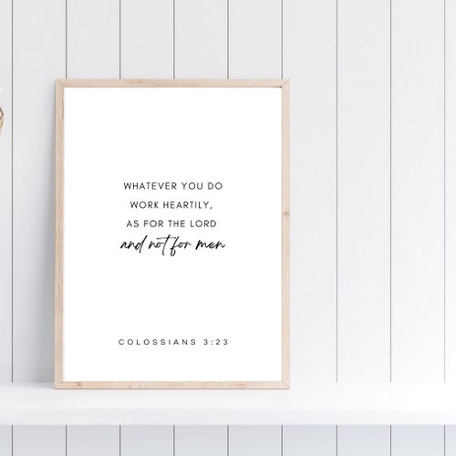 Colossians 3:23-24 Printable Bible Verse Art Print 8x10 - Etsy