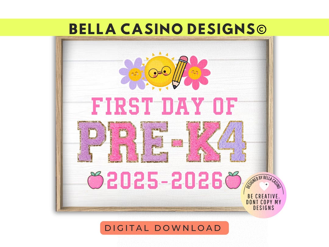 First Day of PREK4 Sign, Printable Digital Download - Etsy México