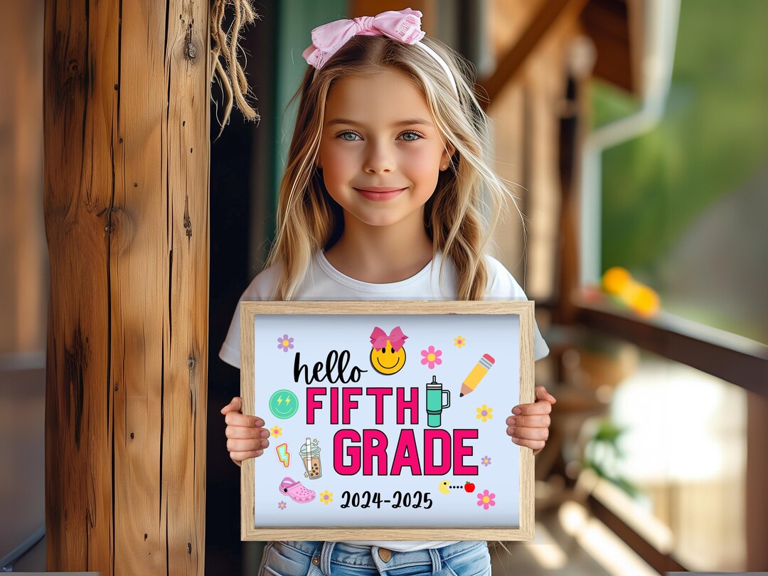 First Day of 5th Grade Sign, First Day of School Sign, Printable 5th ...